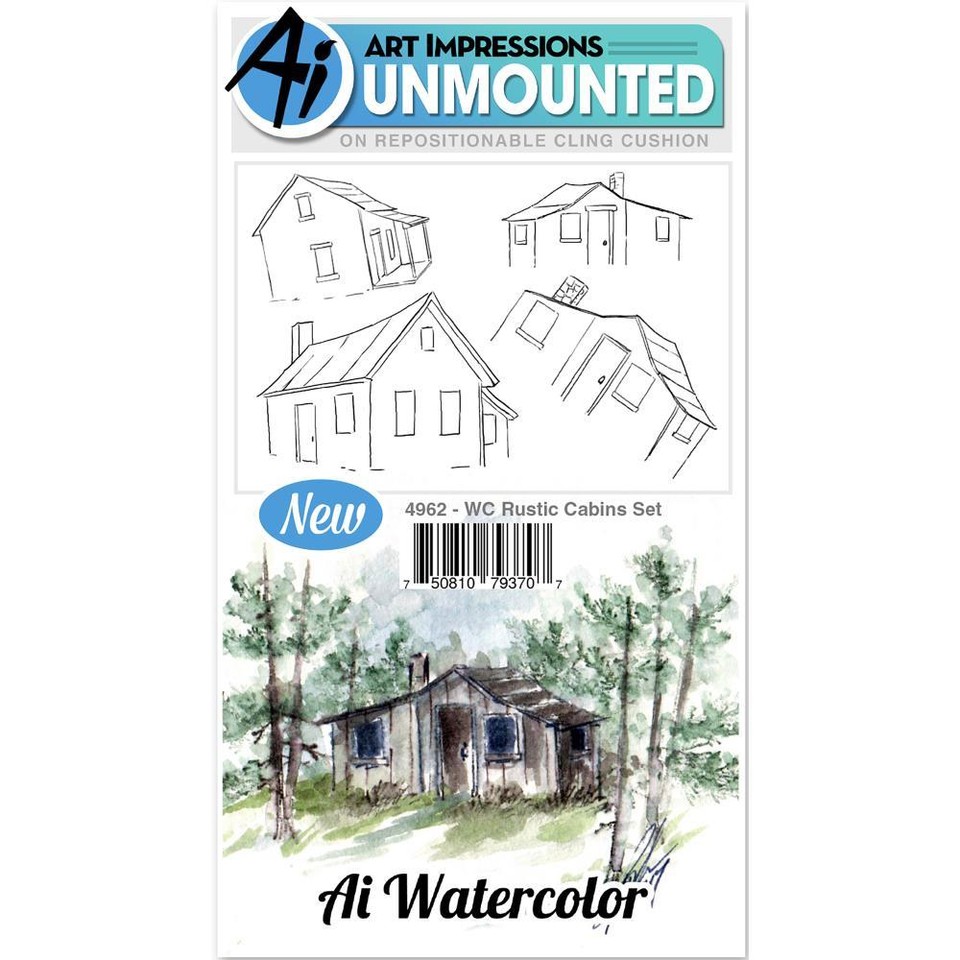 Art Impressions Watercolor Stamp Set Flowers Foliage, Trees, Birdhouse ...