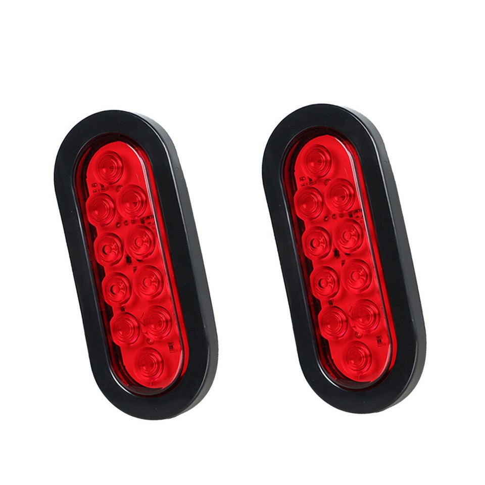 2x 6inch Oval Red 10 LED Truck Trailer Stop Turn Tail Brake Lights w ...