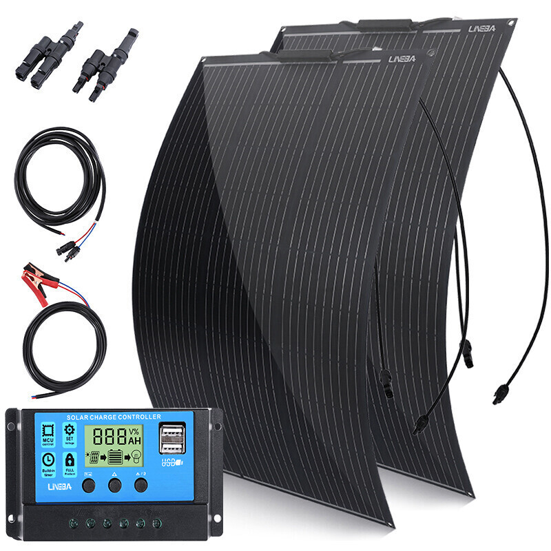 200W 400W Flexible Solar Panel Kit 12V Ultra Thin Mono for RV Camping ...