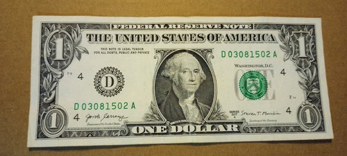 $1 US Bank Note Fancy Serial Number "Birthday Note" #504 | eBay