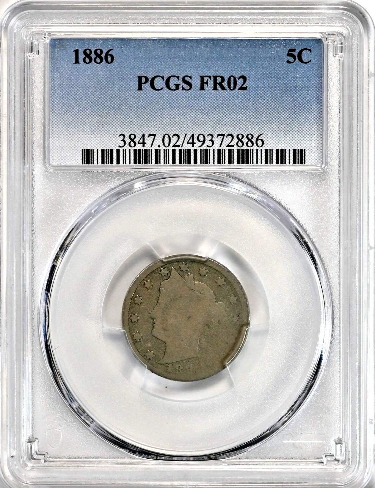 1886 Liberty Head Five Cents PCGS Graded PCGS FAIR 02 Awesome Original ...