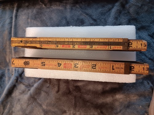 2Vintage Red End 72" (6') Lufkin X46F Wooden Folding Extension Ruler ...
