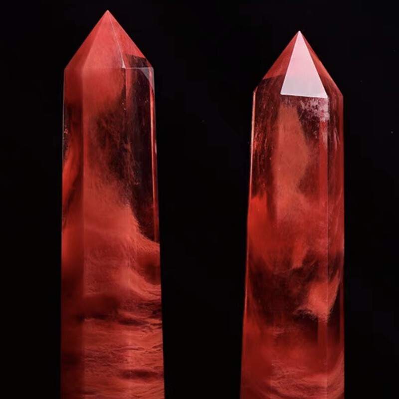Red Smelting Quartz Healing Crystal Tower Point Wands Obelisk Home ...
