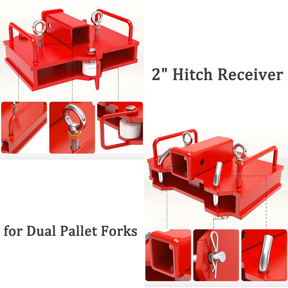 2" Forklift Hitch Receiver Dual Pallet Forks Trailer Towing Adapter ...