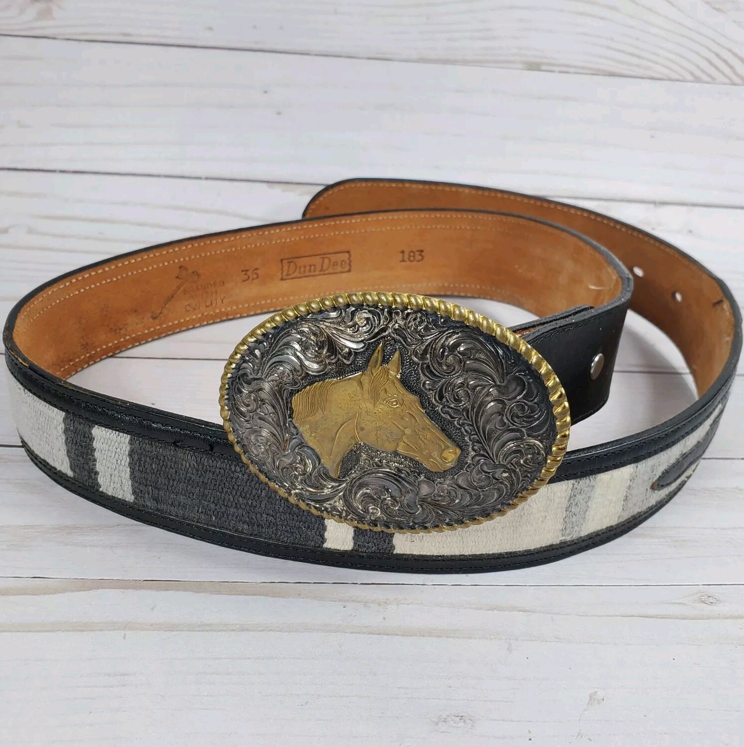 DunDee Belt & Crumrine Buckle Combo Western Horse Uni… - Gem
