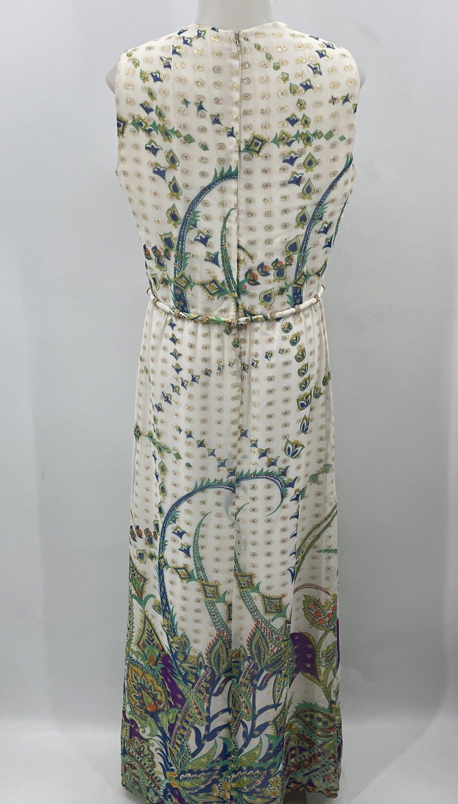NAT KAPLAN Dress Chiffon Lame Sleeveless Jeweled Evening Gown Roman ...