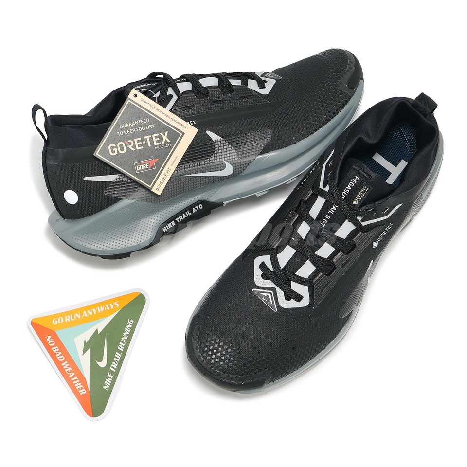 Nike Pegasus Trail 5 GTX Gore-Tex Black Wolf Grey Men Trail Running ...