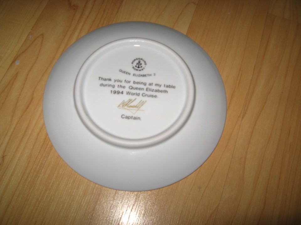 QE2 Cruise Ship Plate - 1994 Captain Robin Woodall Cunard Queen ...