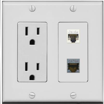 RiteAV 15 Amp Power Outlet and CAT5E CAT6A Wall Plate [Gray] | eBay