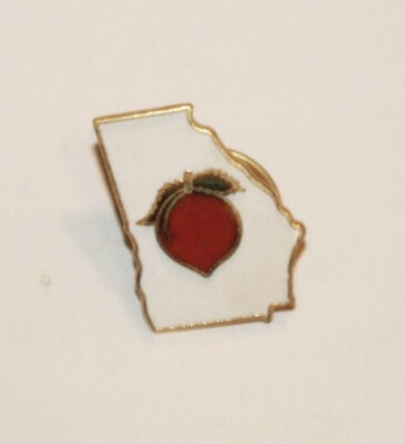 Vintage State of Georgia Map Peach Logo White & Orange Enamel Lapel Pin ...