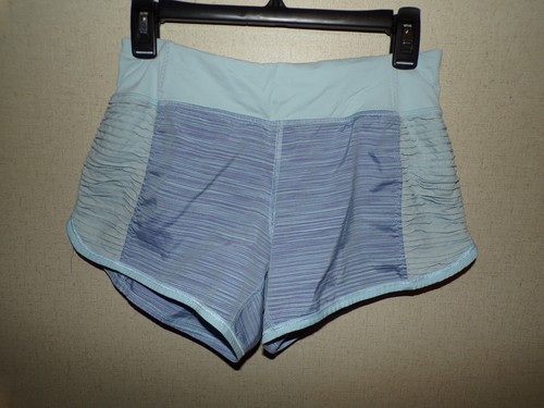 Lululemon Shorts Womens Size 4 Pleated Textures Sides Blue Striped Zip ...