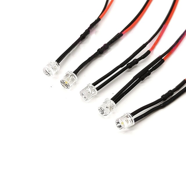 Pre-Wired 5mm Flat Top Wide Angle LEDs Ultra Bright 2V 5V 9V 12V ~220V ...