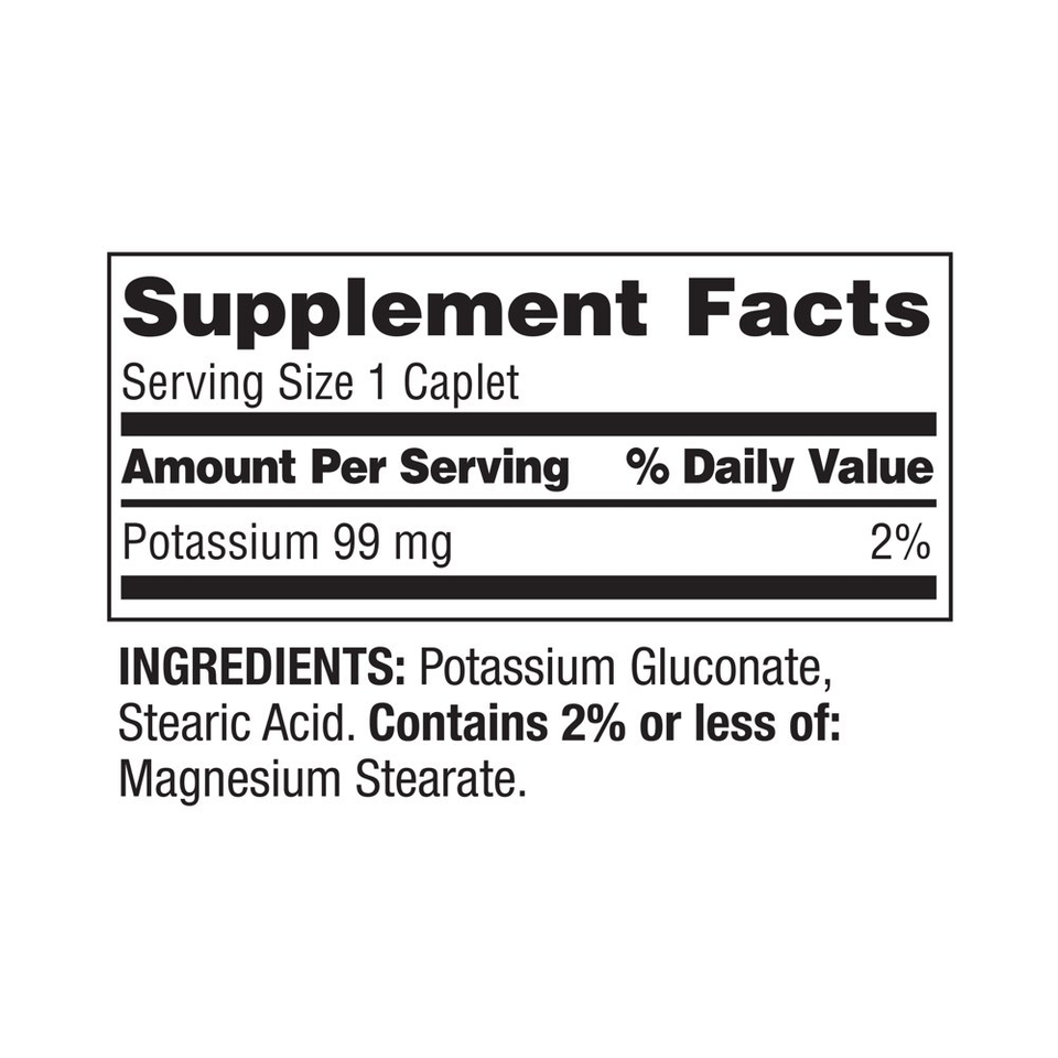 Spring Valley Potassium Caplets Dietary Supplement Value Size, 99 mg ...
