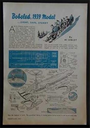Bobsled 6 seater Bob Sled front steering 1939 HowTo build PLANS | eBay