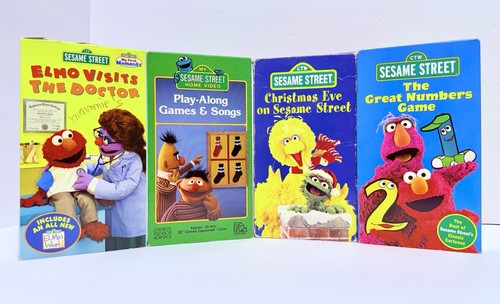 Sesame Street Rare VHS Tape Lot (4) Elmo Visits The Doctor, Christmas ...