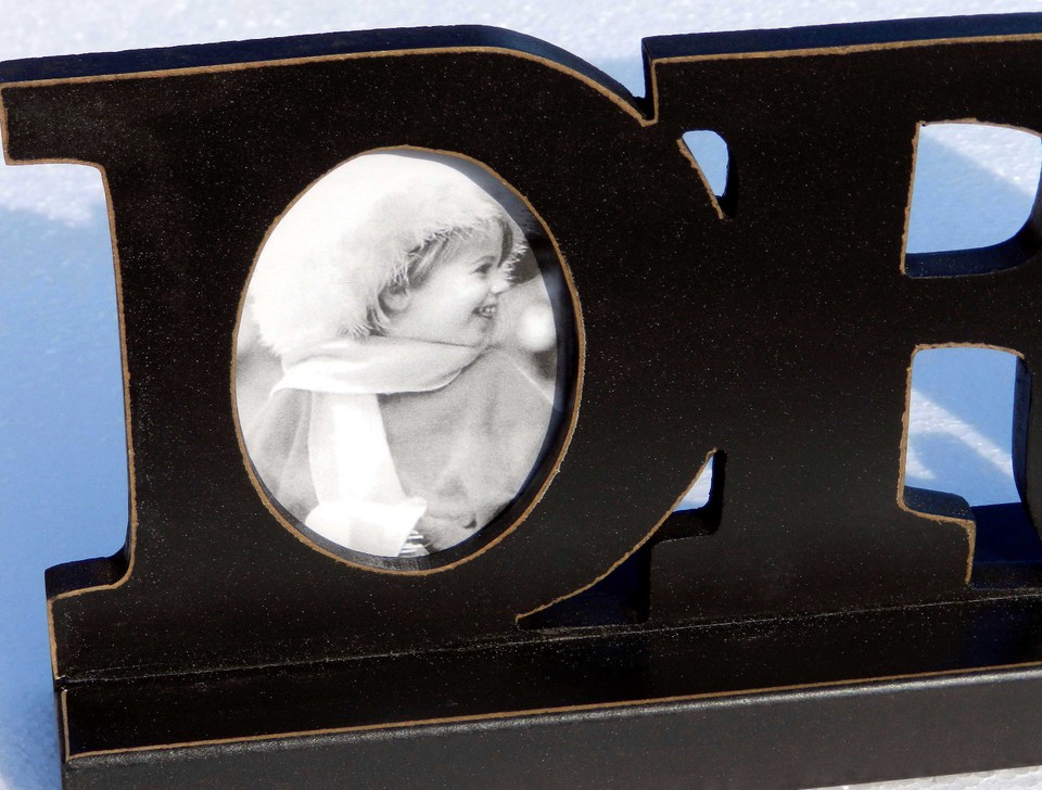 DREAM FREE STANDING WOOD PHOTO FRAME Black Cut out Letters 3x3 & 3x4 ...