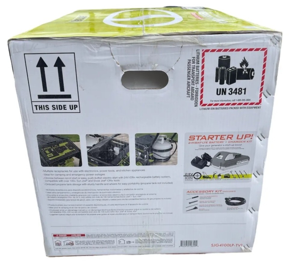 Sun Joe 4100 Watt Portable Propane Generator w/ Electric Start ...