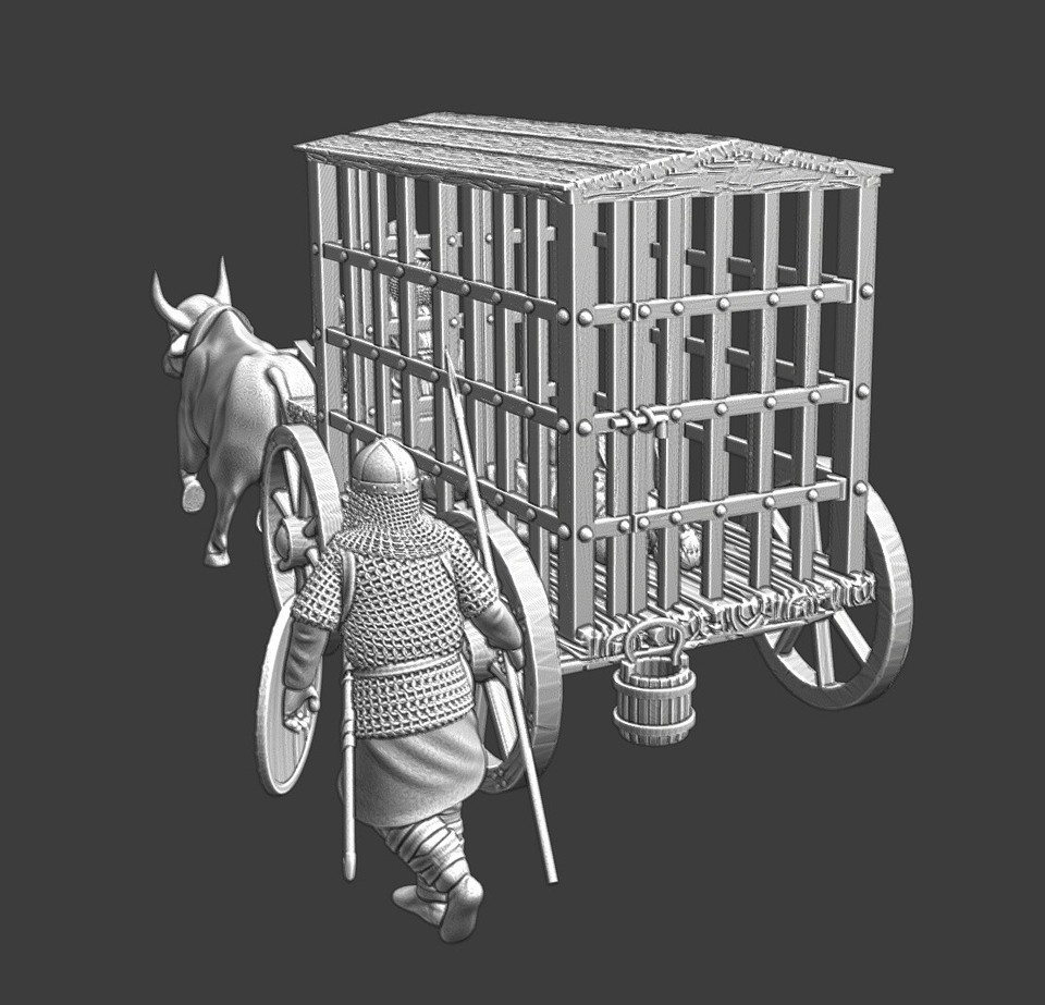 Northern Crusades Miniatures Medieval prison wagon - diorama 28 32 35 ...