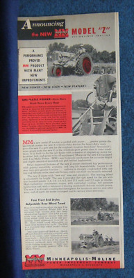 1949 Minneapolis-Moline Model "Z" Tractor Ad Print - 5 Pictures Shown ...