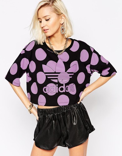 Adidas Pharrell Williams Dear Baes Women's T Shirt Ladies Purple Dot ...