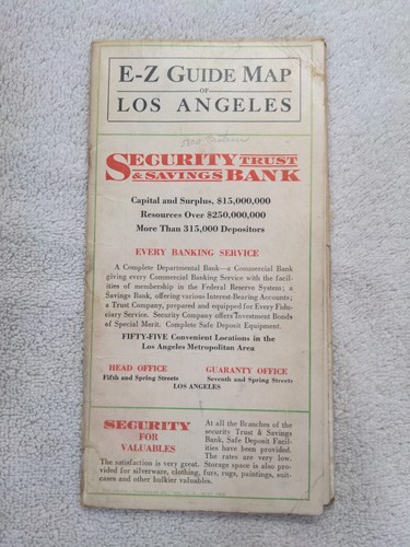 1927 E-Z Guide Map of Los Angeles Dial Pointer Security Trust ...