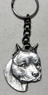 Vtg. Pitbull Keychain 1983 Rawcliffe Pewter "I Love My Pitbull" Metal ...