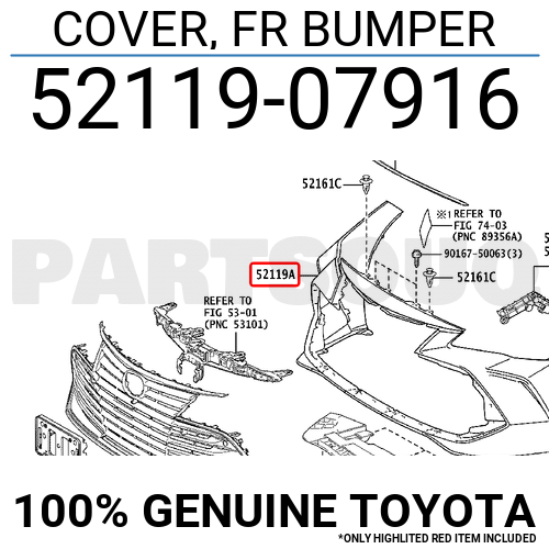 5211907916 Genuine Toyota COVER, FR BUMPER 52119-07916 | eBay