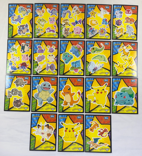 POKEMON THE MOVIE Topps Blue Logo 1999 Complete STICKER CARD SET (18 ...
