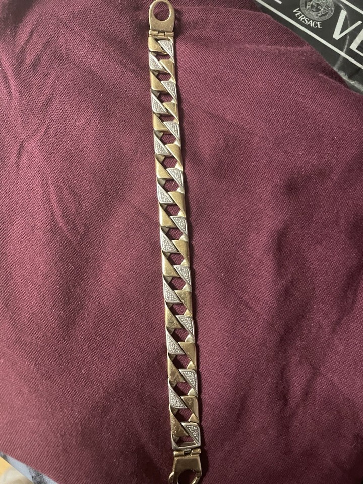 9ct Gold Diamond Two Tone Chaps Bracelet 31.7g | eBay UK