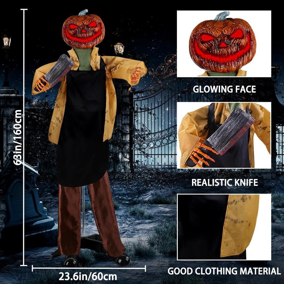 Halloween Decorations Outdoor, 5.3ft Animated Halloween Evil Prop ...