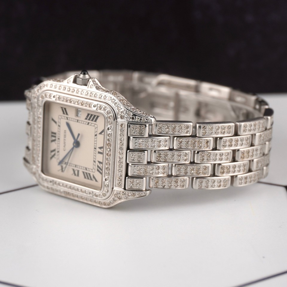Cartier Panthere Jumbo 29mm Custom Iced Out 5ct Genuine Diamonds Ref ...