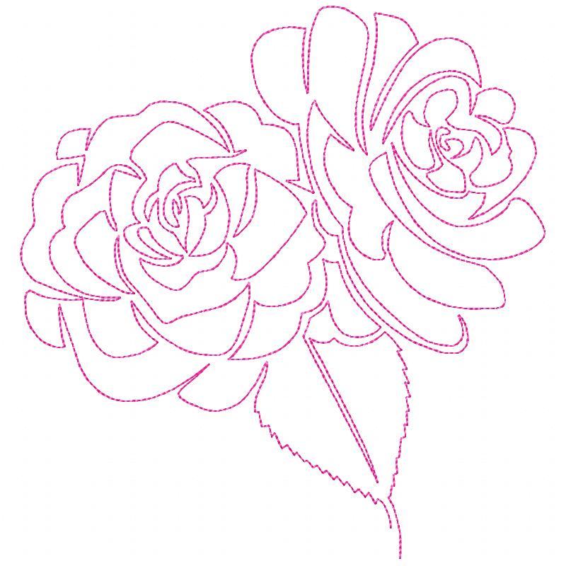 Continuous Line Camellia 10 Machine Embroidery Designs CD in 9 sizes ...