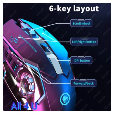 AIEACH Bluetooth Mouse Gaming Computer Rechargeable Wireless Mouse USB ...