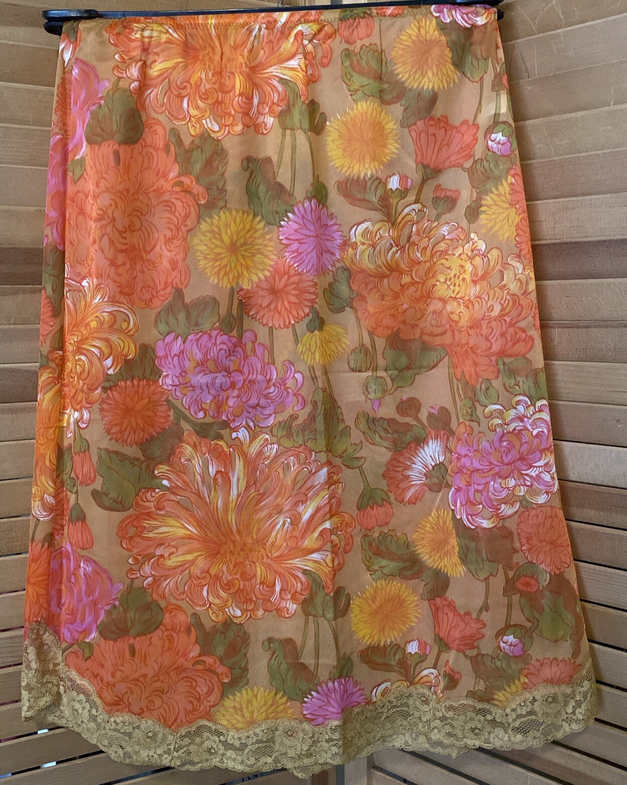 Vtg 60s Vanity Fair Half Slip Pink Roses Peony Silky … - Gem