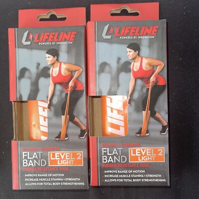 2 PK Lifeline Flat Band LEVEL 2 Light Rubber Resistance Tool Stamina ...