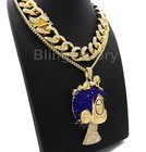 Hip Hop Iced Uzi Character Pendant & 18" Full Iced Cuban Choker Chain ...