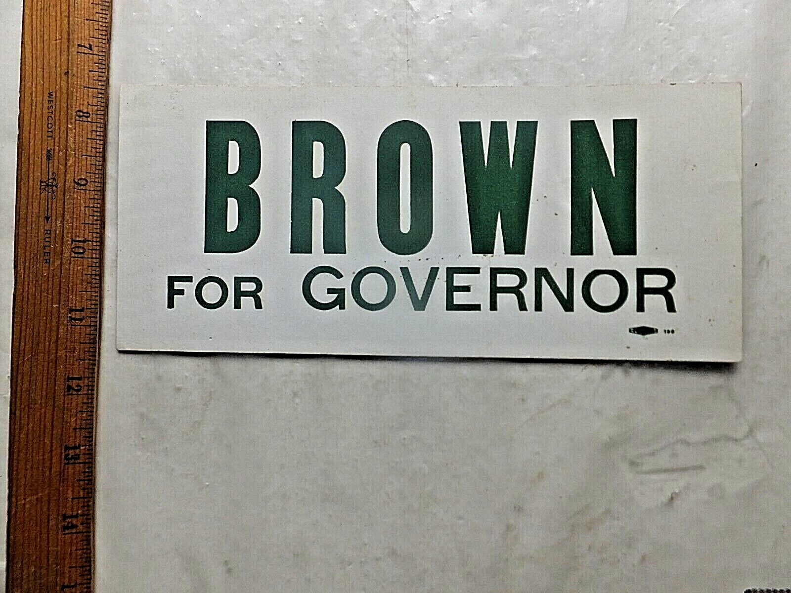 Brown for Governor Bumper Sticker. 1968 Delaware Election Republican ...