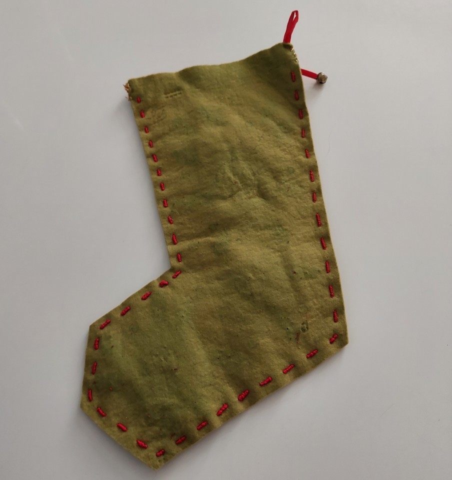 Vtg 70s Finished Jan Orr Christmas Stocking Felt Poinsettia Beaded ...