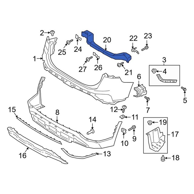 For Hyundai Santa Fe 2021-2022 Hyundai 86631S2500 Rear Bumper Impact ...