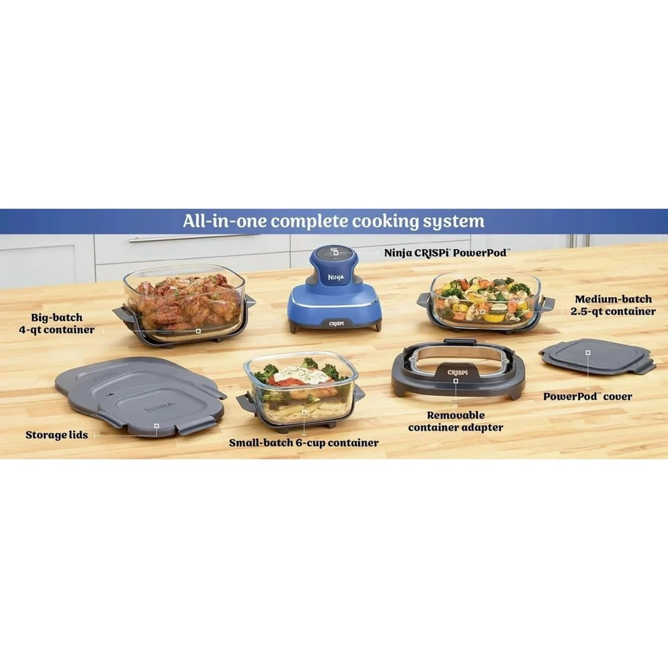 Ninja Crispi 5-in-1 Portable Glass Air Fry Cooking System with Lid ...