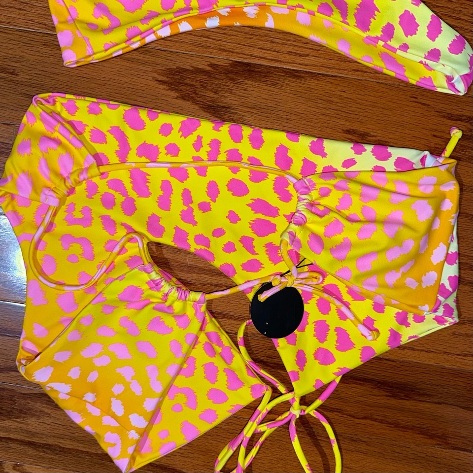 NWT Keva J The Nine Mile Asymmetrical Ombre Neon Leopard Print Bikini ...