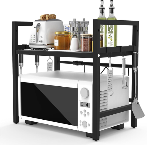 Expandable Microwave Shelf, 2-Tier Adjustable Microwave Oven Rack ...