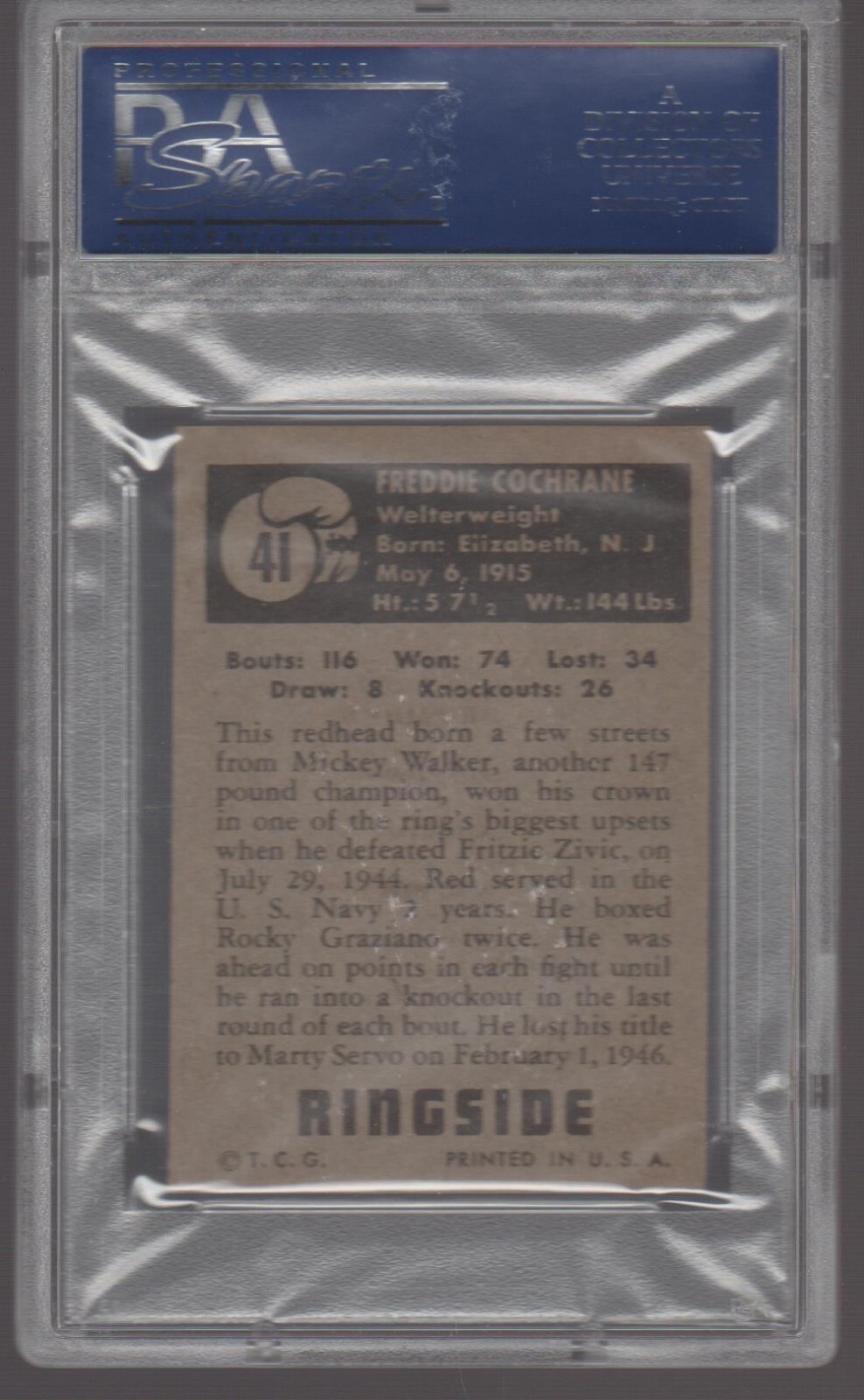 1951 Topps Ringside Boxing Set Break #41 Freddie Cochrane PSA 6 Ex-Mt ...