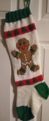 Hand KNIT Christmas Stocking Gingerbread Boy- Personalized For FREE | eBay
