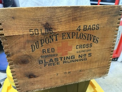 Vintage Dupont Explosives Red Cross Extra Dynamite Strength Wood Box ...