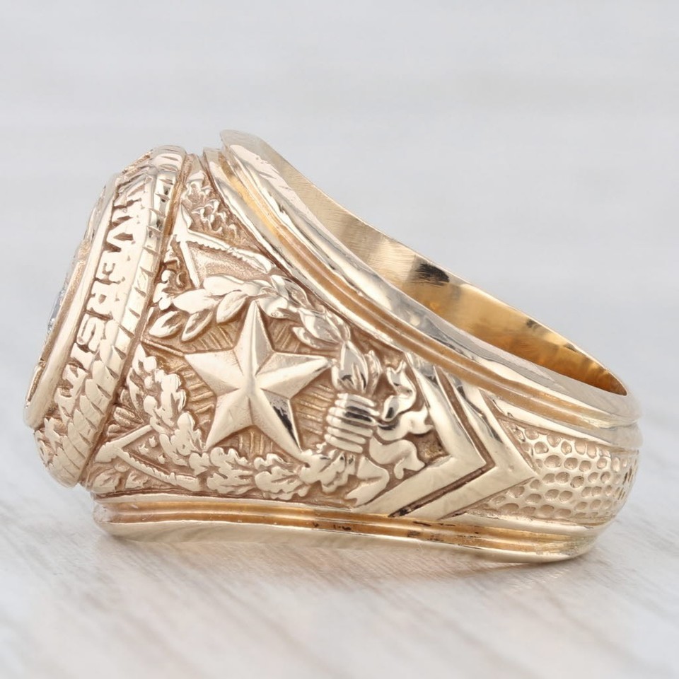 Diamond A & M College of Texas Class Ring 10k Yellow Gold Sz 10 ...
