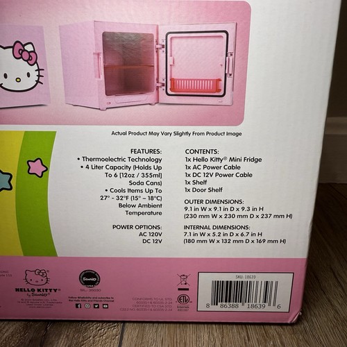 Hello Kitty Pink 6 Can Mini Fridge 4L Thermoelectric Cooler NIB | eBay