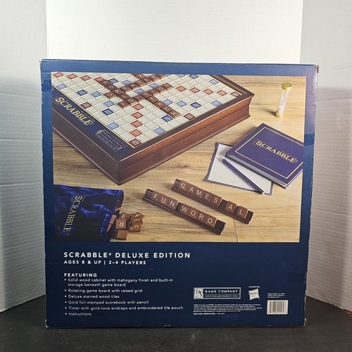 Scrabble Deluxe Classic Edition Wood Rotating Turntable Board Game New ...