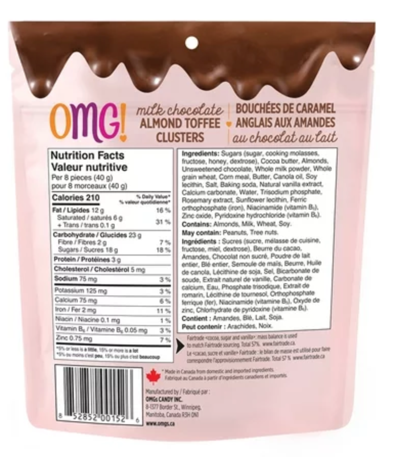 OMG! Milk Chocolate Almond Milk Chocolate Toffee Clusters, 100 g | eBay