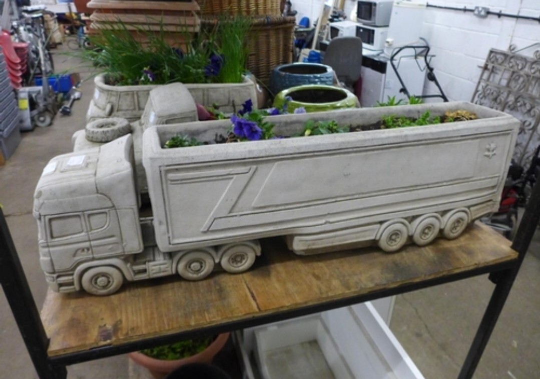 Outdoor Stone Truck Planter Outdoor Garden Stone Tub Planters And